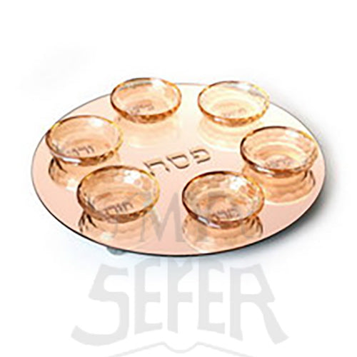Crystal Seder Plate-15" Amber Gold Design on Ball Legs – My Sefer